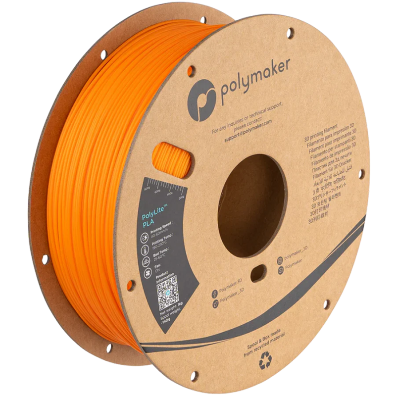 PolyLite PLA Orange Diamètre 1.75 mm Poids 1 Kg Couleur Orange